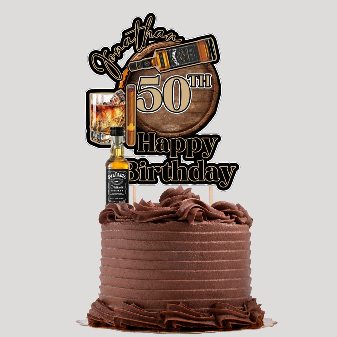 Custom Handmade Personalized Whiskey and Cigars 3D Cake Topper Birthday ...