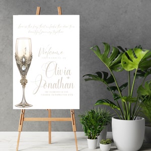 Editable Wedding Day Welcome Sign Template | Personalized Champagne ...