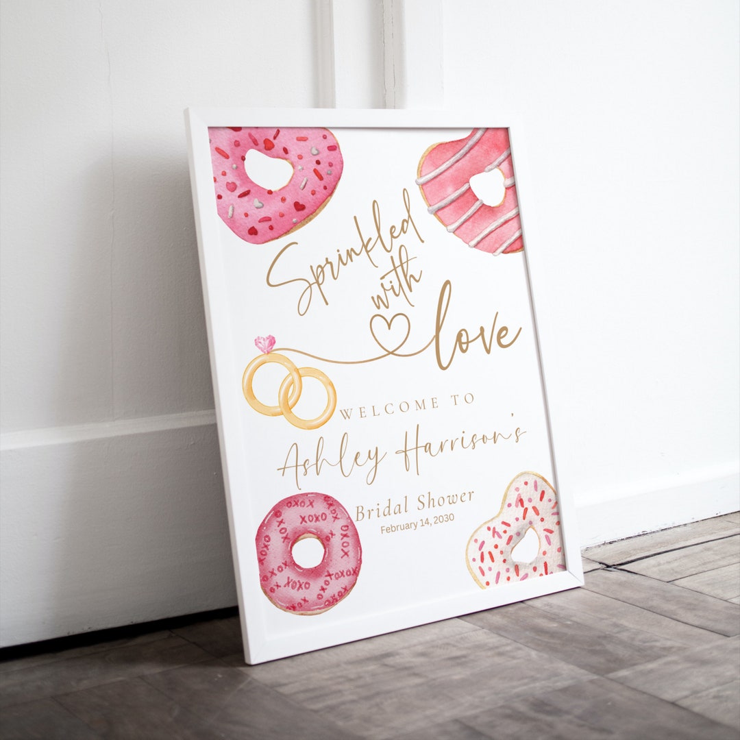 Donuts Bridal Shower Welcome Sign Template, Bridal Sprinkle Love Banner ...