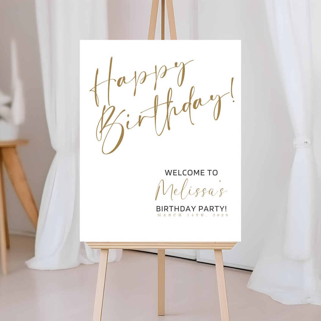 Customizable Happy Birthday Welcome Sign Template - Editable DIY Party ...