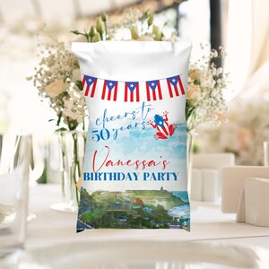 Custom Puerto Rico Chip Bag Party Favors | Skyline Birthday Table Decor ...