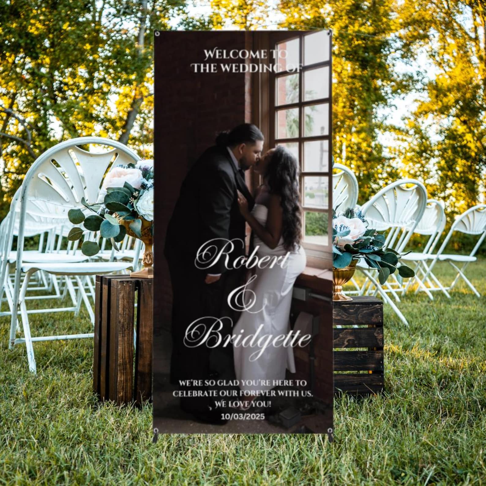 Wedding Photo Banner With Stand – Custom Guest List Table Sign ...