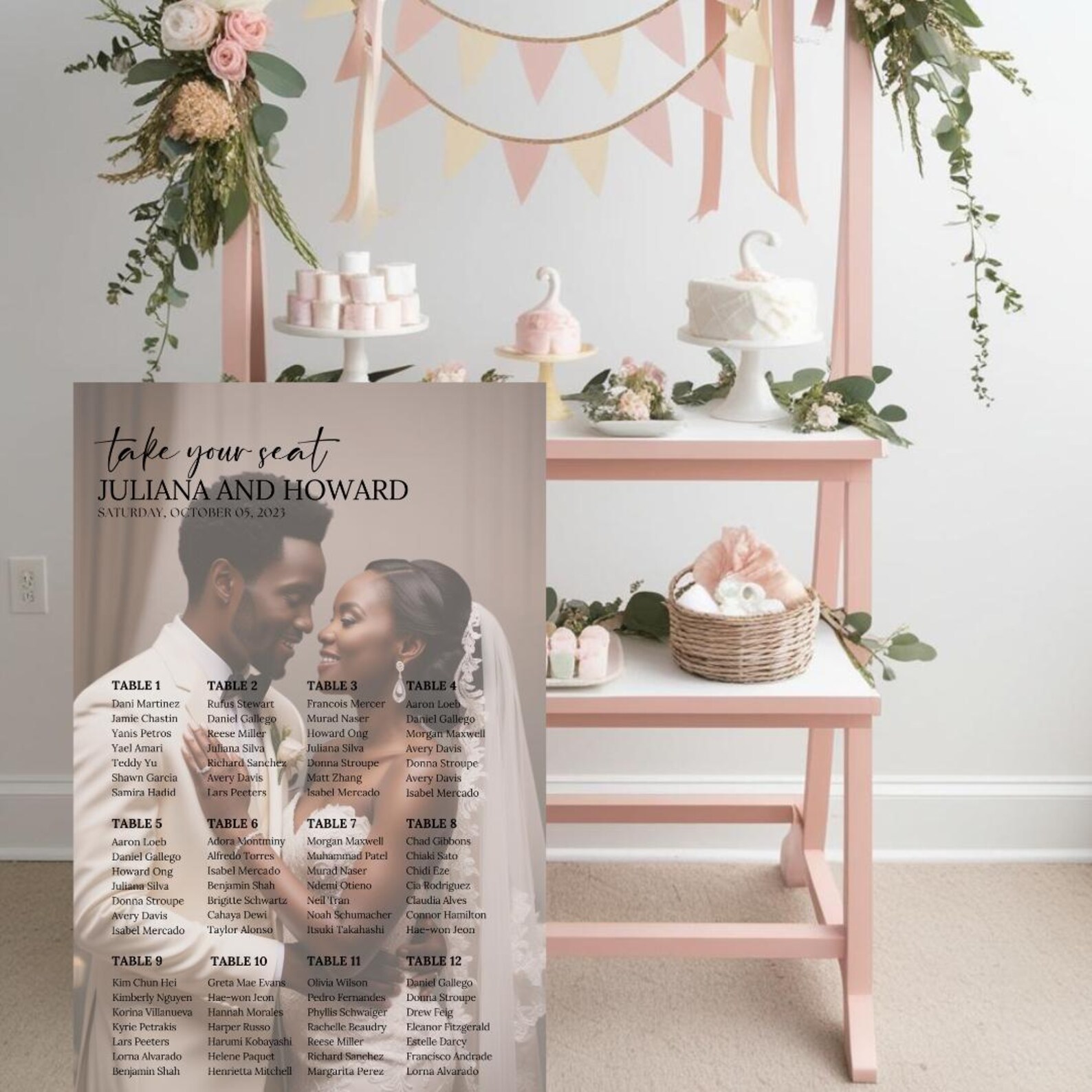Custom Wedding Photo Seating Chart Sign – Elegant Acrylic Reception ...
