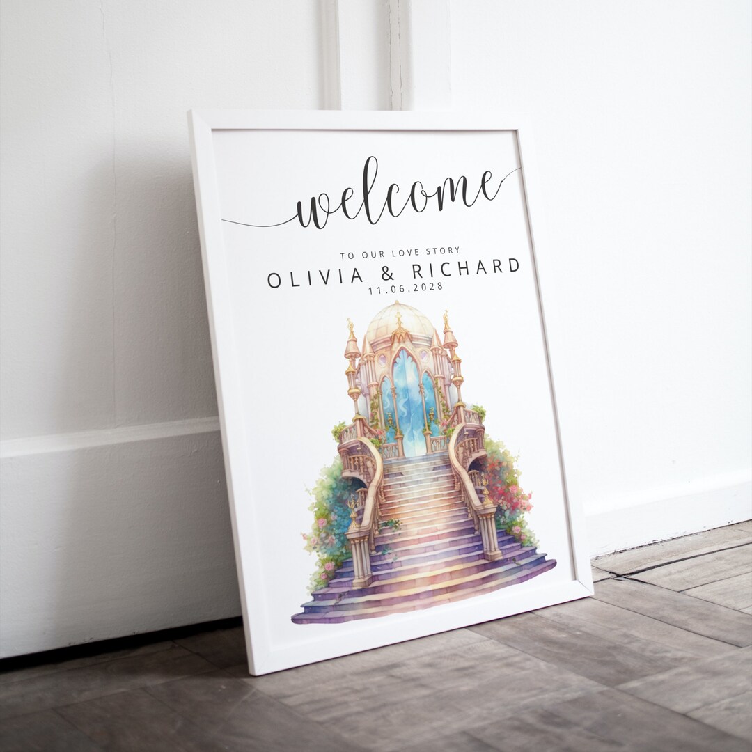 Fairytale Wedding Printable Welcome Sign, Wedding Staircase Party Signs ...