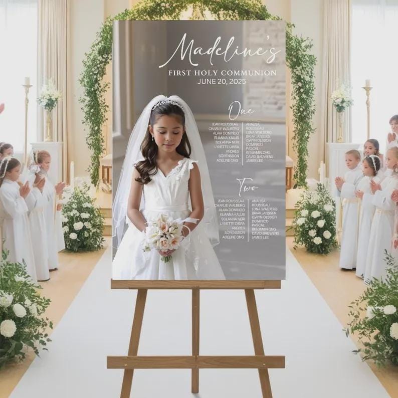 First Communion Seating Chart Template Editable, Photo Seating Chart ...