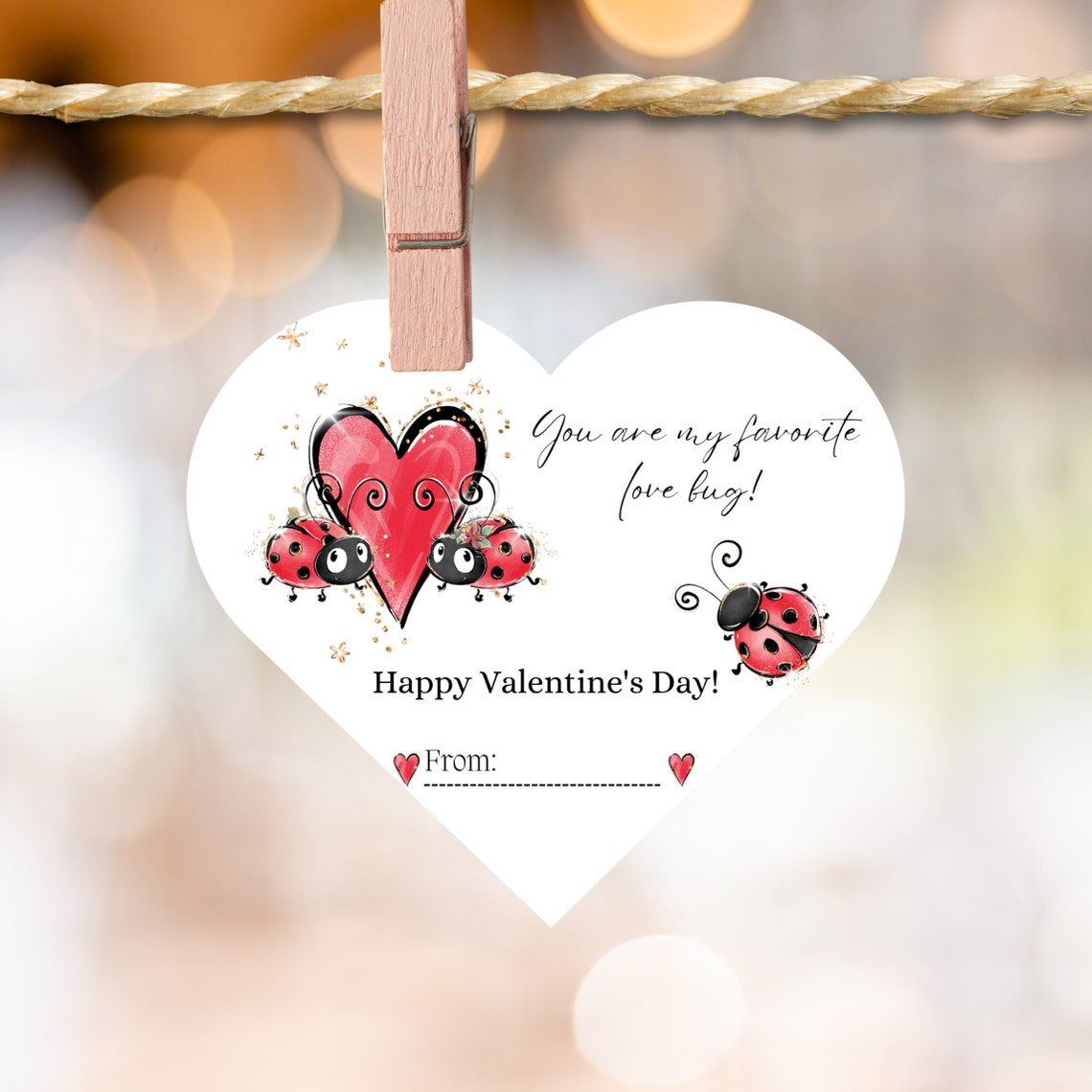 Ladybug Heart Valentine Day School Cards Kids Classroom - Etsy