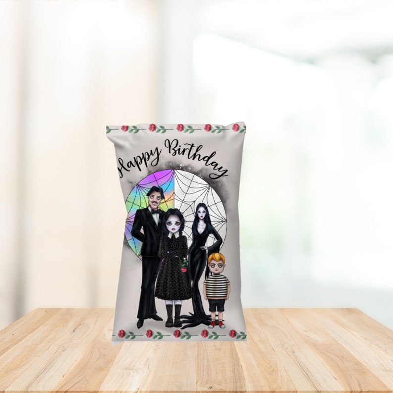 Wednesday Birthday Chip Bag Template, Wednesday Chip Label, Family ...