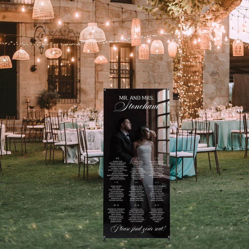 Wedding Photo Banner With Stand – Custom Guest List Table Sign ...