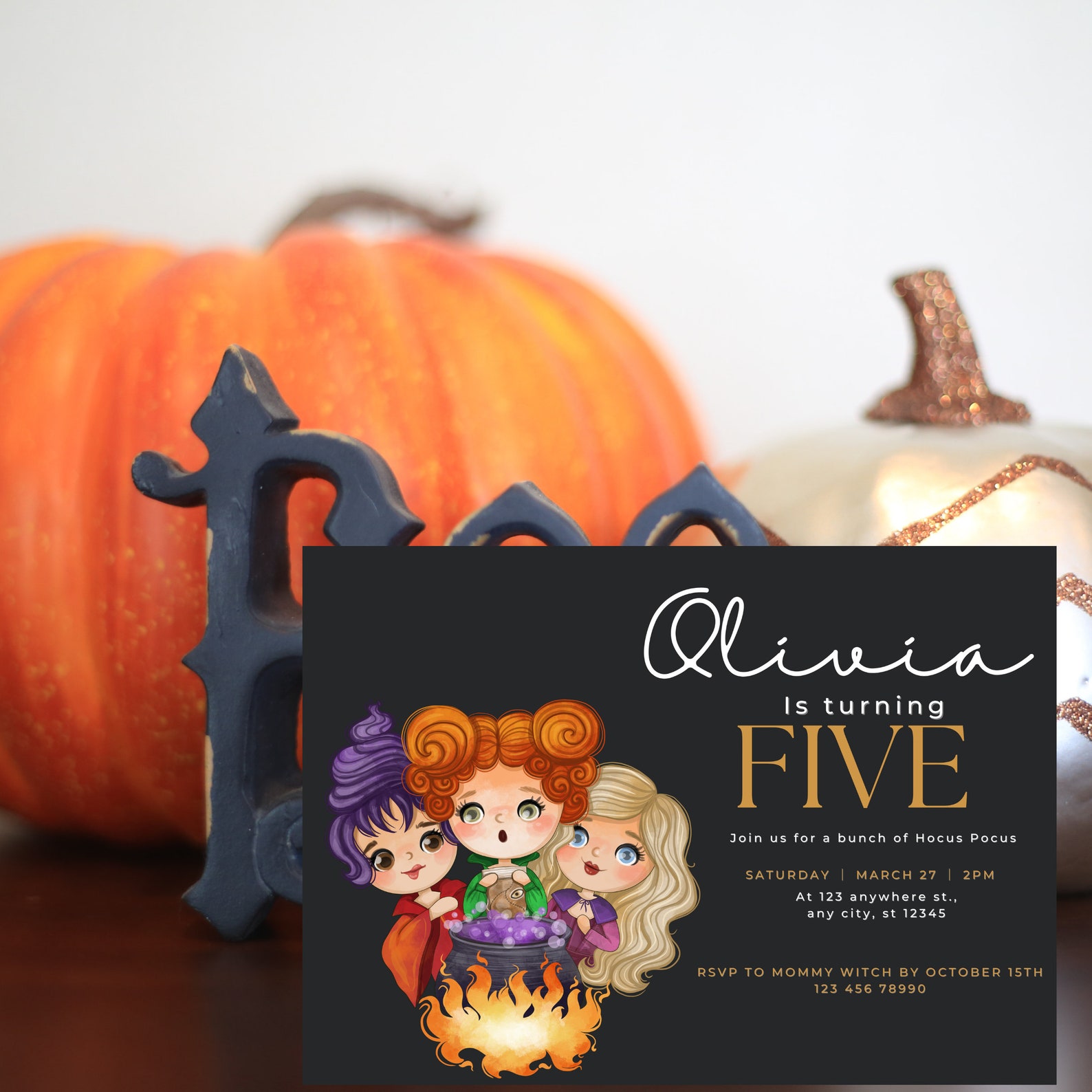 Hocus Pocus Birthday Invitations, Kids Scary Halloween Birthday ...