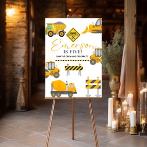 Printable Construction Birthday Welcome Party Signs - Dump Truck Banner ...