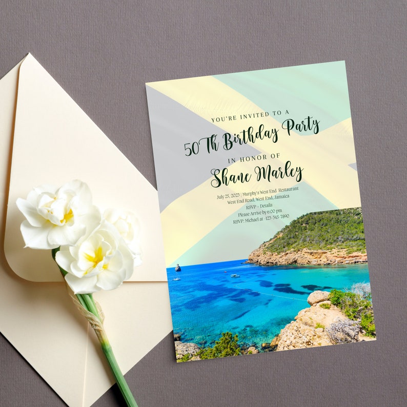 Jamaica Birthday Invitation Template, Editable Jamaica Trip Birthday ...