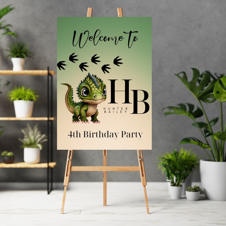 Editable Dinosaur Welcome Sign Template, Dino Birthday Party Banner ...