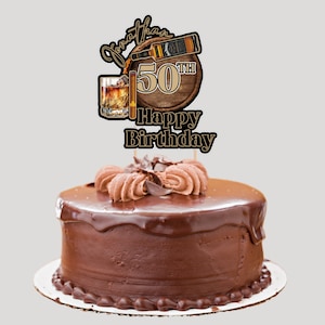 Custom Handmade Personalized Whiskey and Cigars 3D Cake Topper Birthday ...