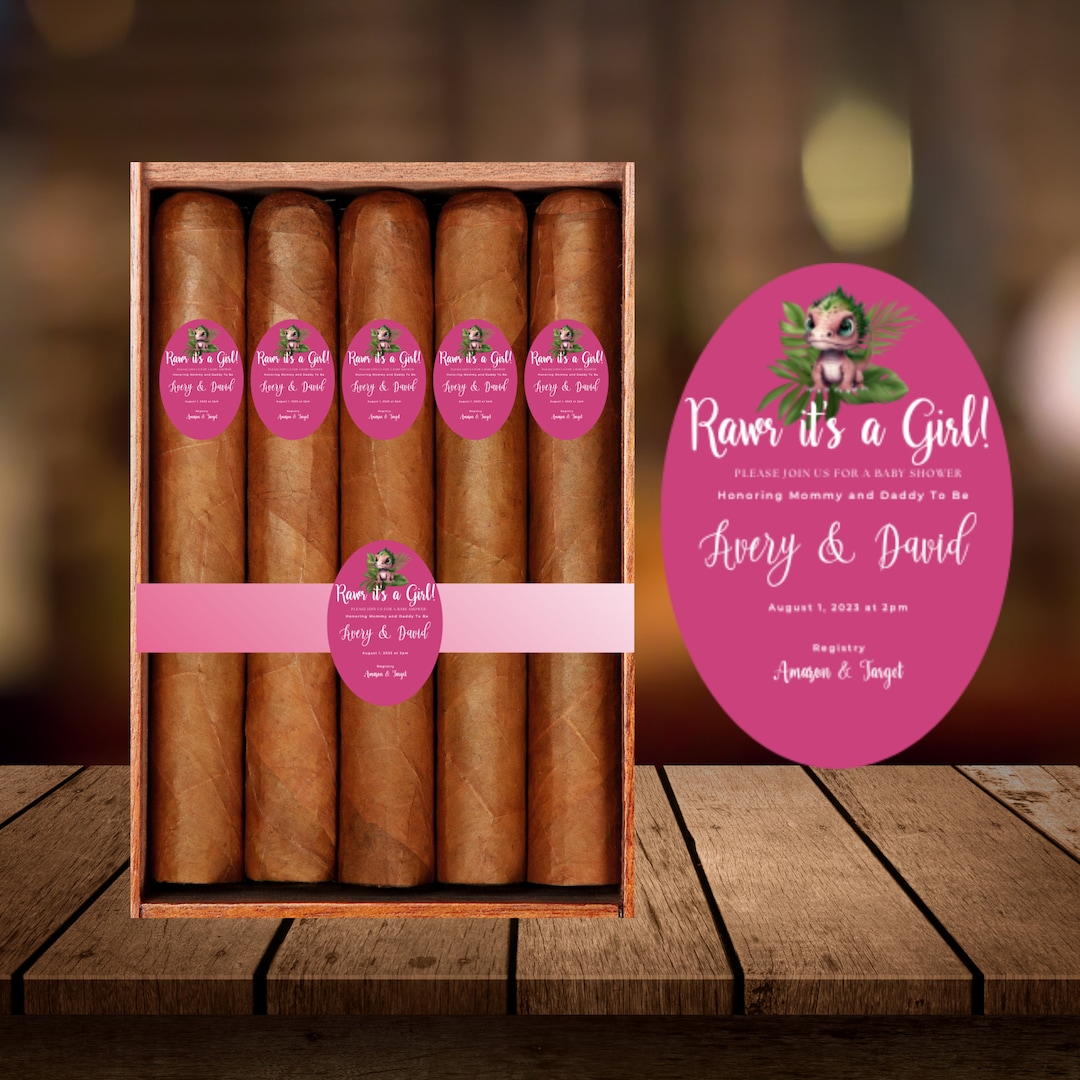 It's a Girl Baby Shower Cigar Label, Editable Pink Cigar Labels ...
