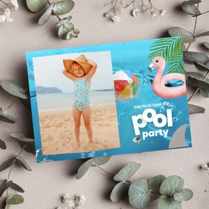 Summer Pool Party Thank You Photo Card, Pool Birthday Thank You ...