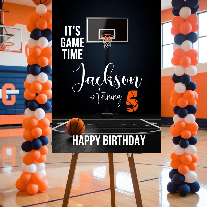 Basketball Birthday Welcome Sign | Personalized Basketball Party Sign ...