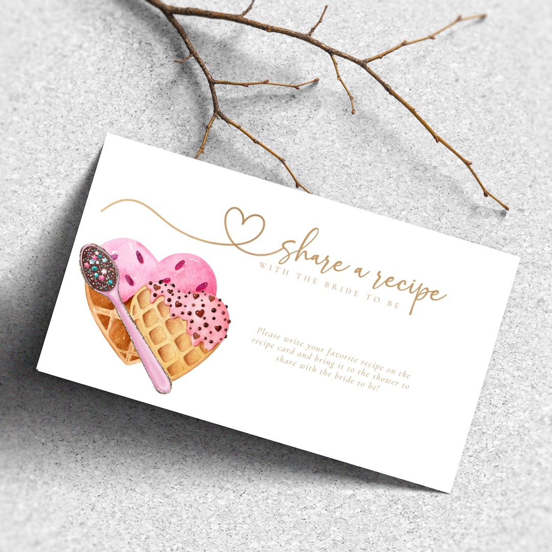 Editable Waffle Wedding Recipe Card Template | Personalized Share ...