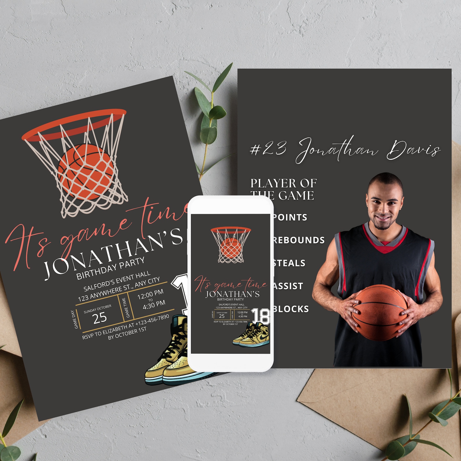 Game Time Birthday Invitation Template, Customizable Basketball ...