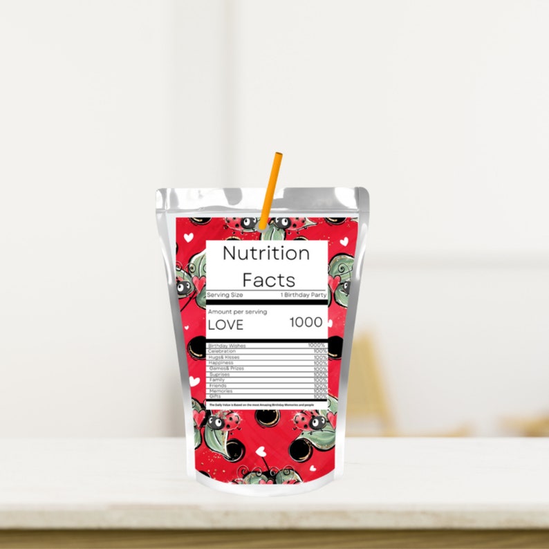 Ladybug Photo Birthday Juice Box Labels, Lady Bug Birthday Caprisun ...