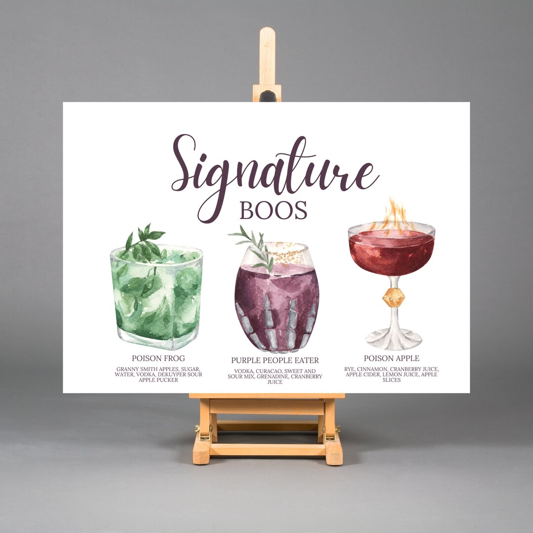 Halloween Cocktail Sign, Signature Spooky Printable Sign, Editable ...