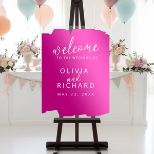 Custom Hot Pink Acrylic Wedding Welcome Sign - Personalized Bridal Sign ...