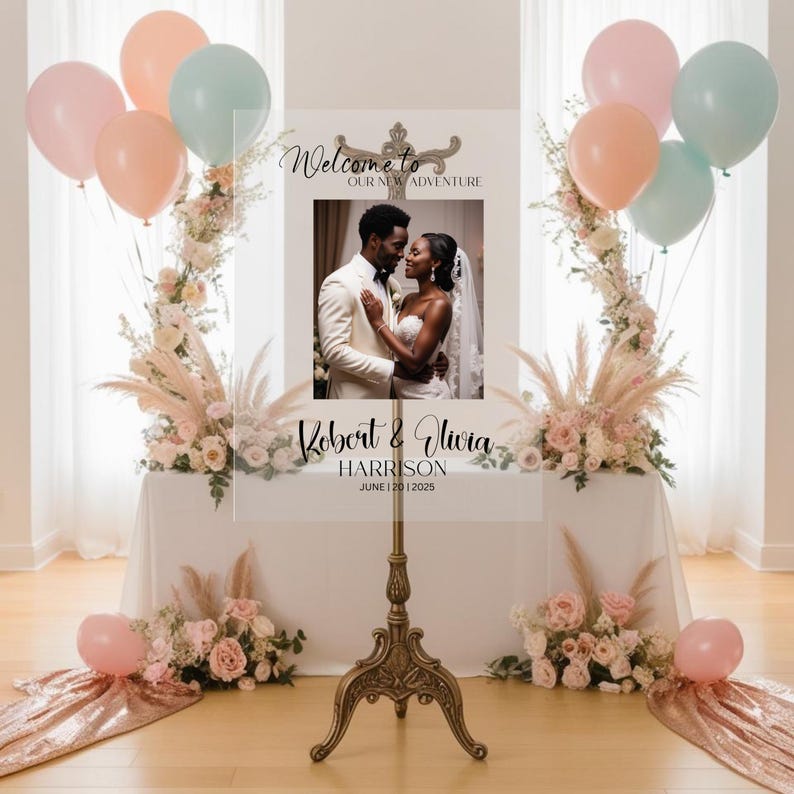 Custom Wedding Photo Welcome Sign - Personalized Acrylic Wedding Sign ...