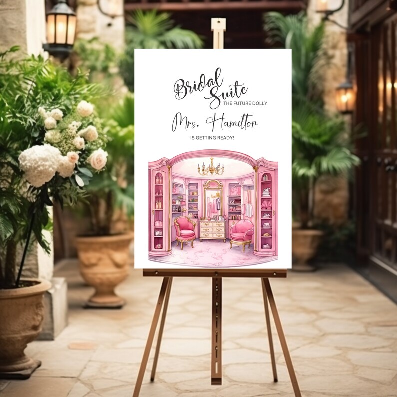 Editable Pink Bridal Suite Sign - Customizable Pink-themed Bridal Signs ...