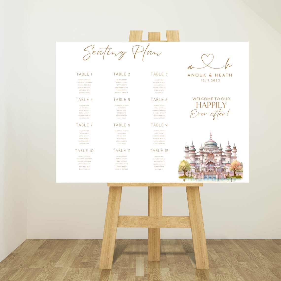 Fairytale Castle Wedding Printable Seating Chart Sign, Princess Wedding ...