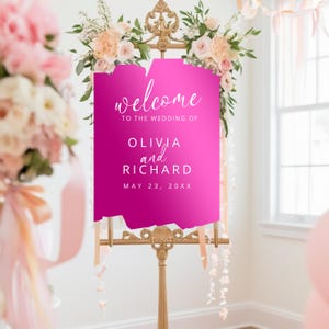 Custom Hot Pink Acrylic Wedding Welcome Sign - Personalized Bridal Sign ...