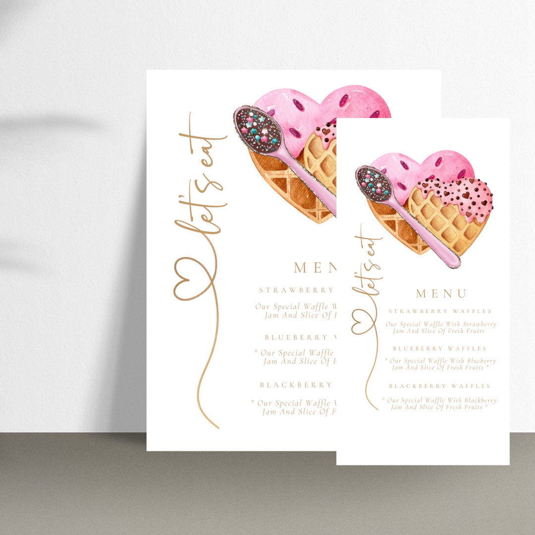Editable Love Bridal Shower Dinner Menu Template | Wedding Love Menus ...