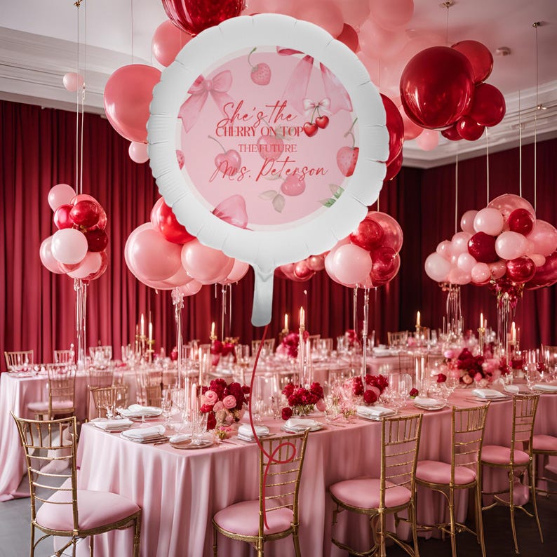 Custom Cherry on Top Balloon | 22" Helium Bridal Shower Balloon Decor ...