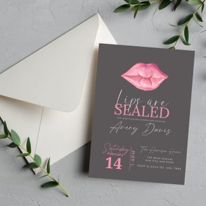 Pink Sealed Lips Birthday Invitation Template - Printable for Ladies ...
