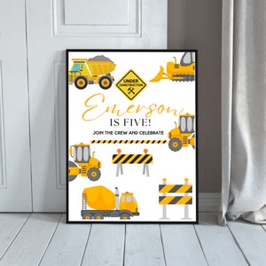 Printable Construction Birthday Welcome Party Signs - Dump Truck Banner ...