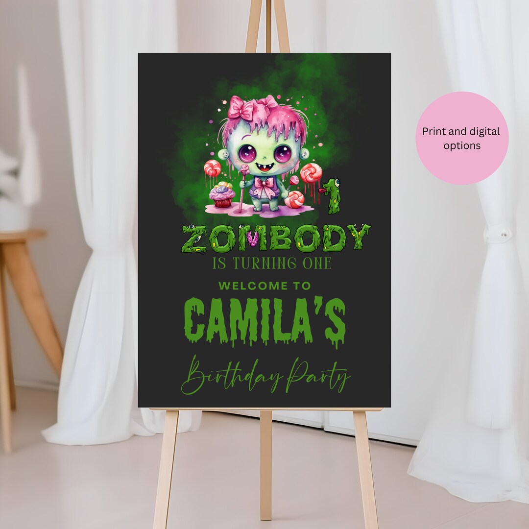 Editable Zombie Birthday Welcome Sign | Kids Halloween Party Scary ...