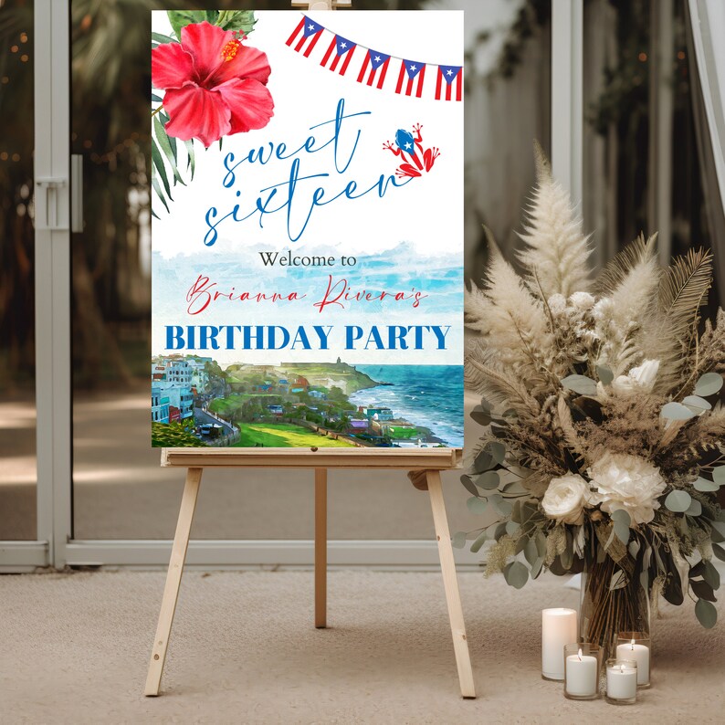 Editable Puerto Rico Welcome Sign Template | Birthday Banner | Skyline ...