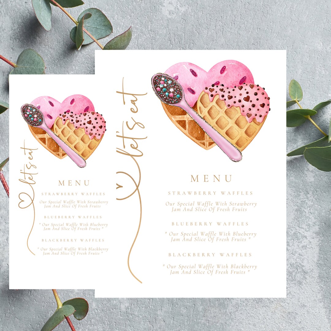 Editable Love Bridal Shower Dinner Menu Template | Wedding Love Menus ...