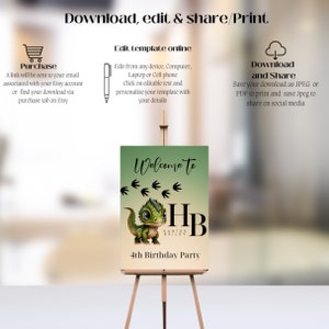 Editable Dinosaur Welcome Sign Template, Dino Birthday Party Banner ...