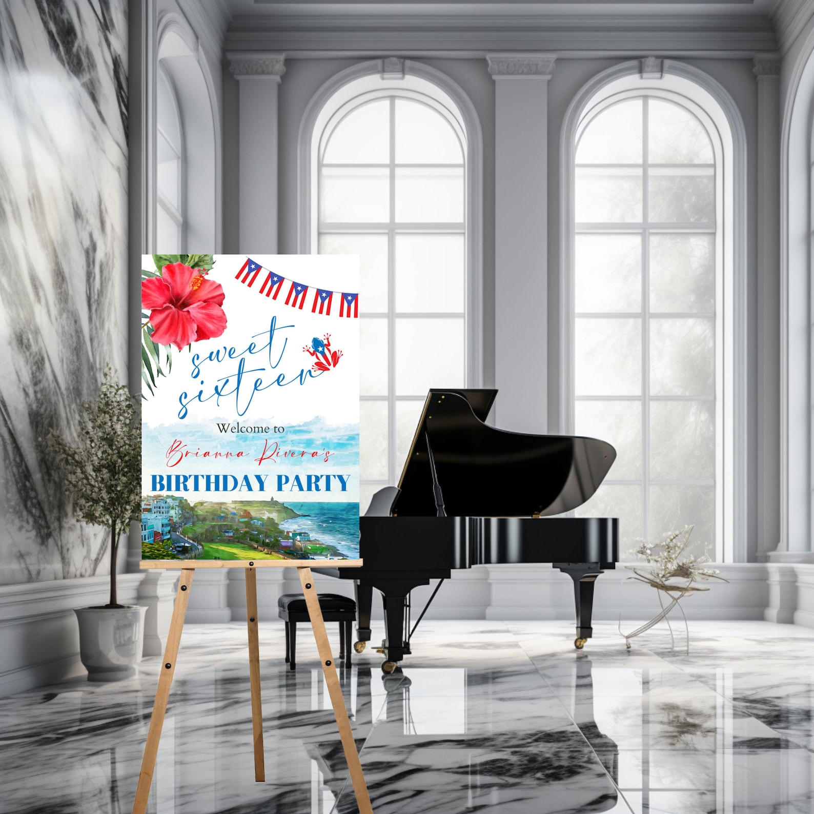 Editable Puerto Rico Welcome Sign Template | Birthday Banner | Skyline ...