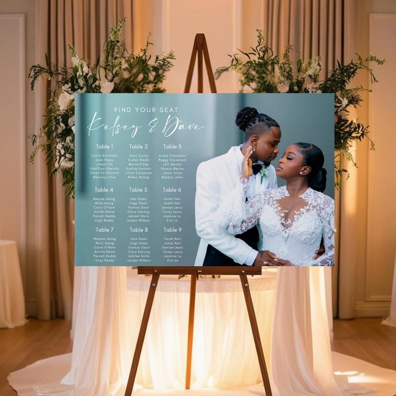 Custom Wedding Photo Seating Chart Sign –acrylic or Foam Board ...