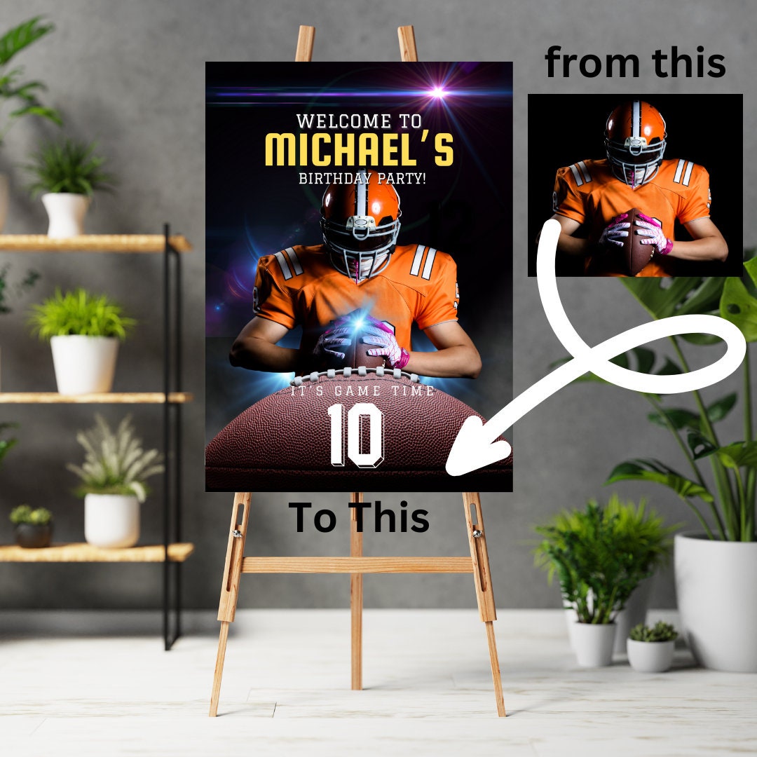 Editable Football Birthday Welcome Sign Template, DIY Printable Decor ...