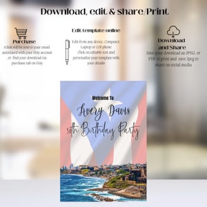 Puerto Rico Welcome Sign Template, Editable San Juan Birthday Banner ...