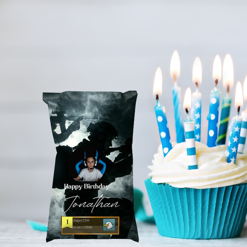 Video Game Birthday Chip Bag, Gamer, Gamer Party Favor Template, Custom ...