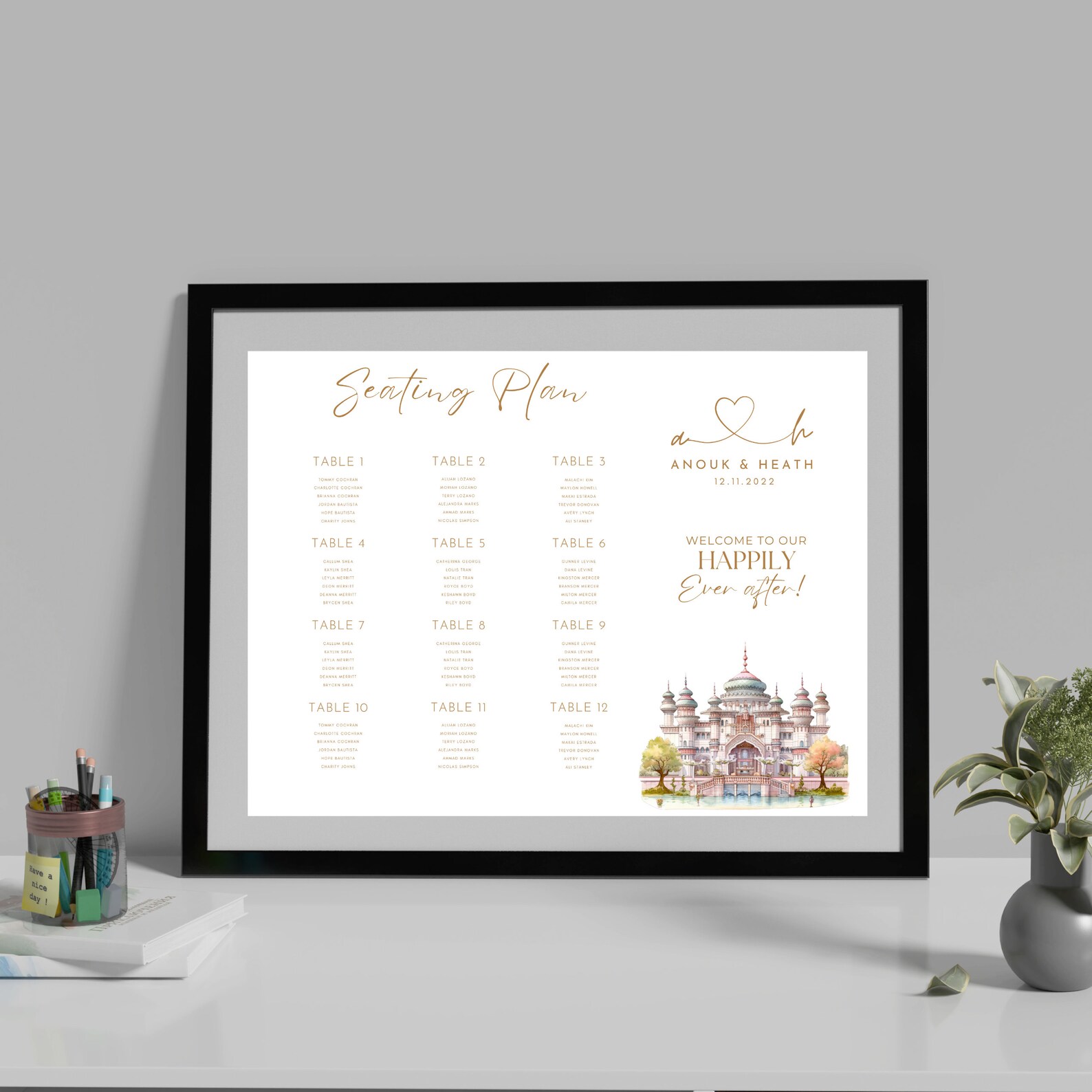Fairytale Castle Wedding Printable Seating Chart Sign, Princess Wedding ...