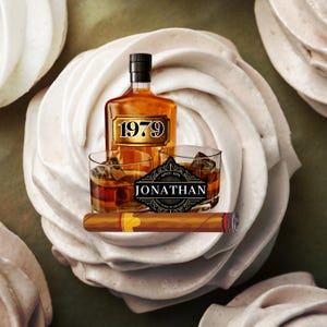 Edible Whiskey & Cigar Cupcake Toppers | Cocktail Party Decor, Birthday ...