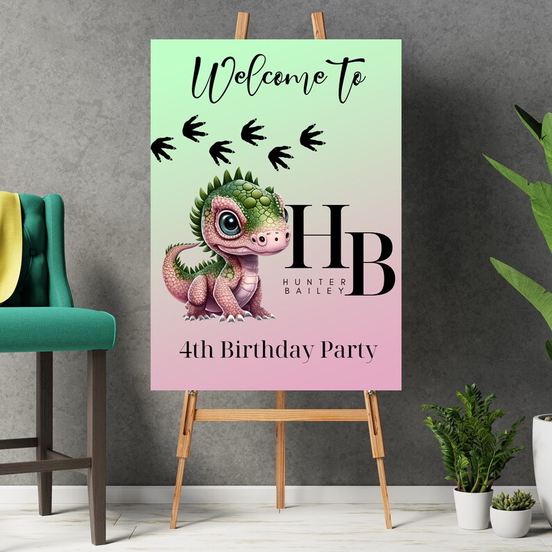 Editable Dino Welcome Sign Template, Pink Dinosaur Birthday Banner ...