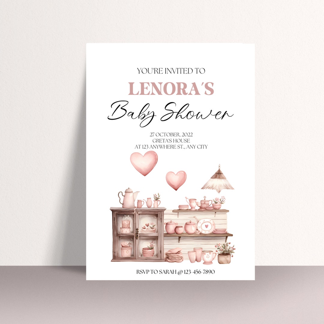 Personalized Pink Baby Shower Invitation, Custom Pink Party Invite ...