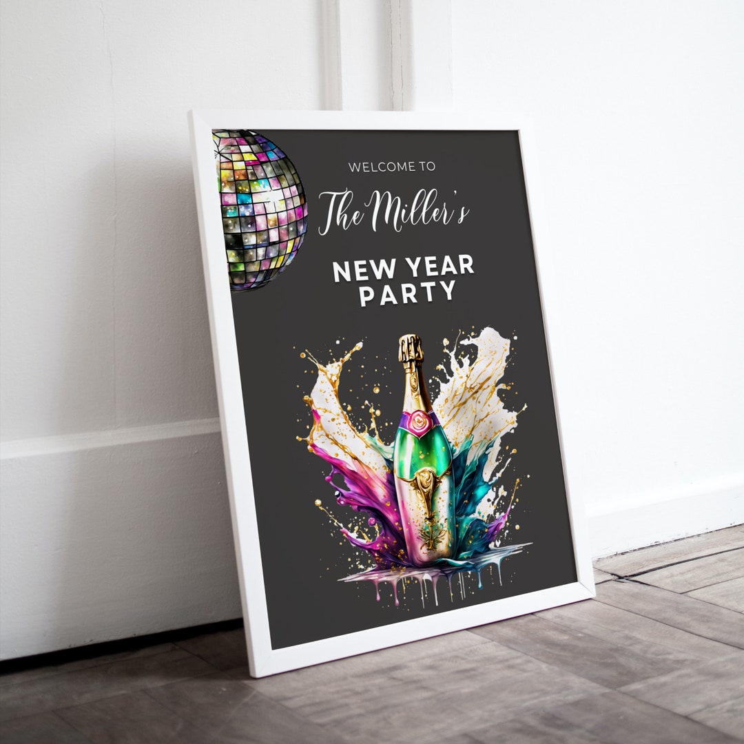 Printable New Year's Welcome Sign Template - Happy New Year Decor - DIY ...