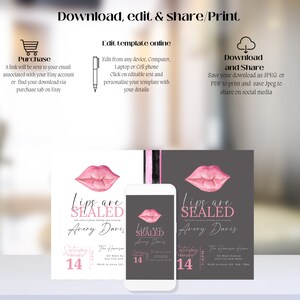 Pink Sealed Lips Birthday Invitation Template - Printable for Ladies ...