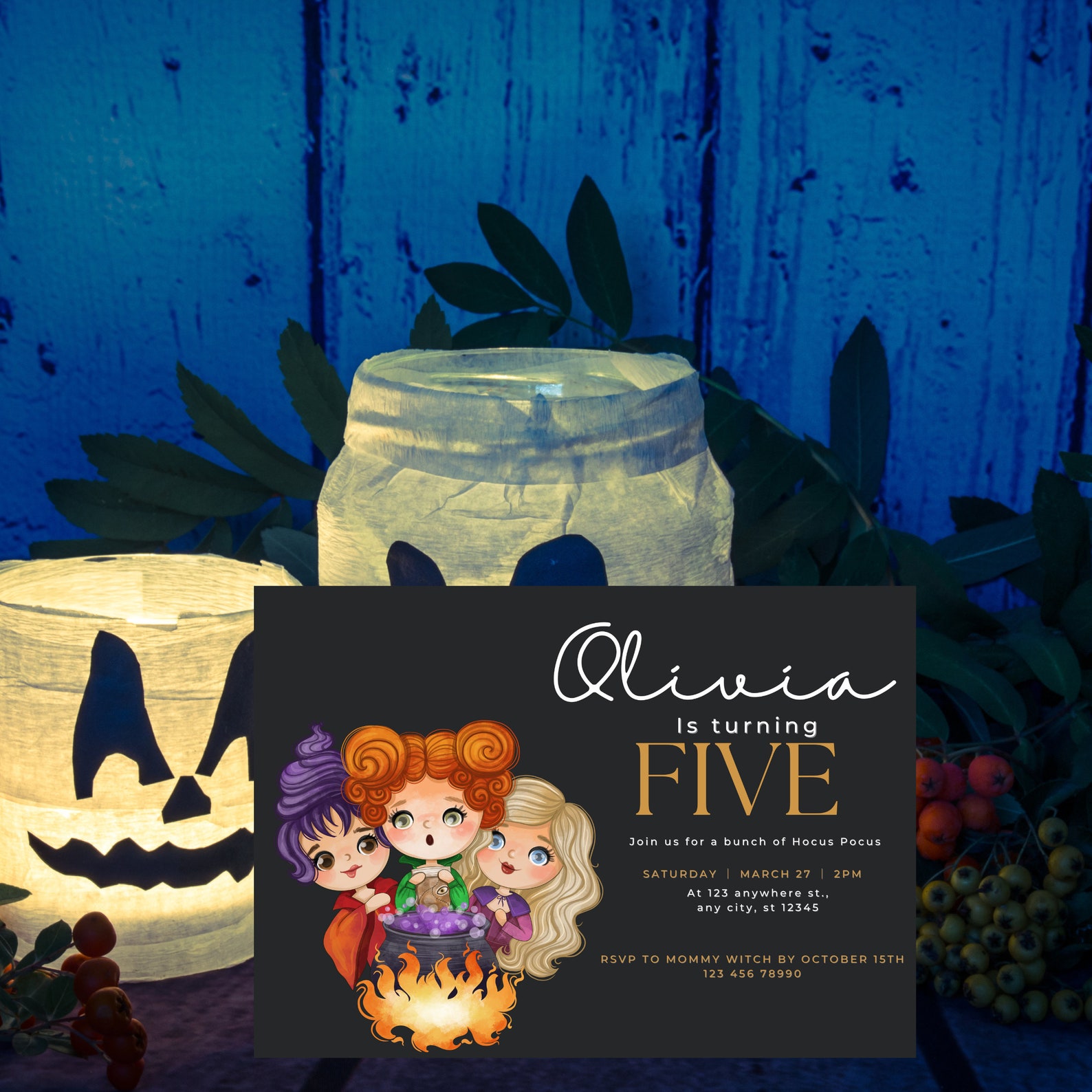 Hocus Pocus Birthday Invitations, Kids Scary Halloween Birthday ...