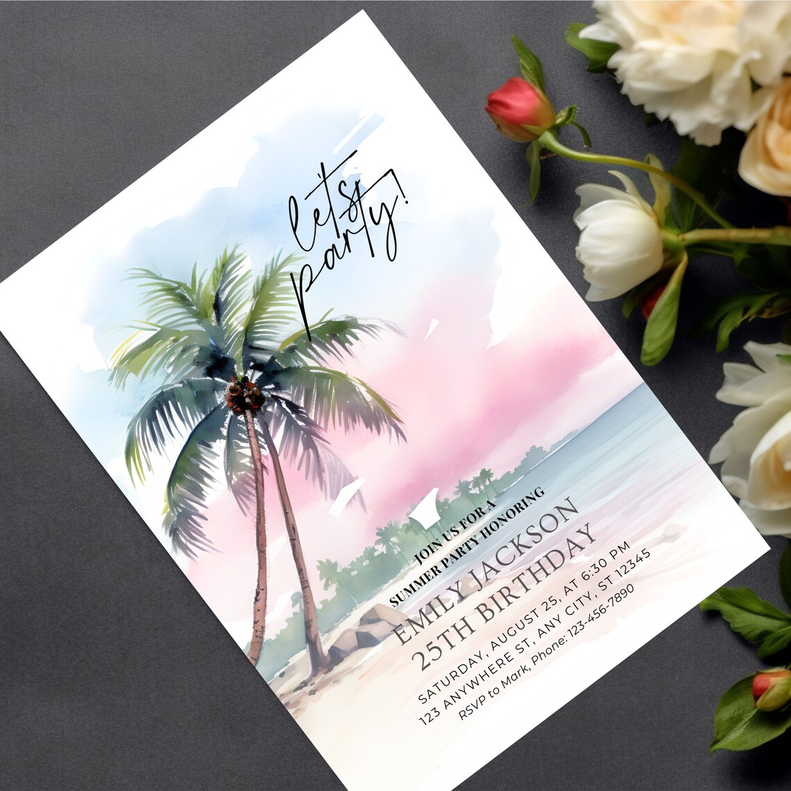 Summer Beach Party Invitation Template | Editable Birthday Bash ...